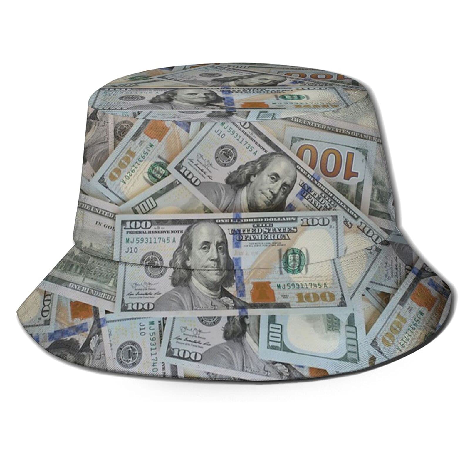 ZREXUO Us Bill Dollars Money Hat Summer Print Unisex Print Reversible Bucket Hat