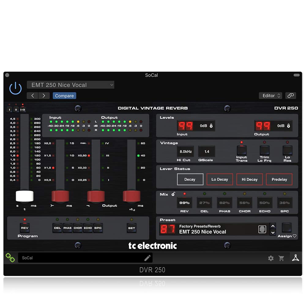 TC Electronic DVR250-DT Digital Vintage Reverb with Inspiring Hardware Interface