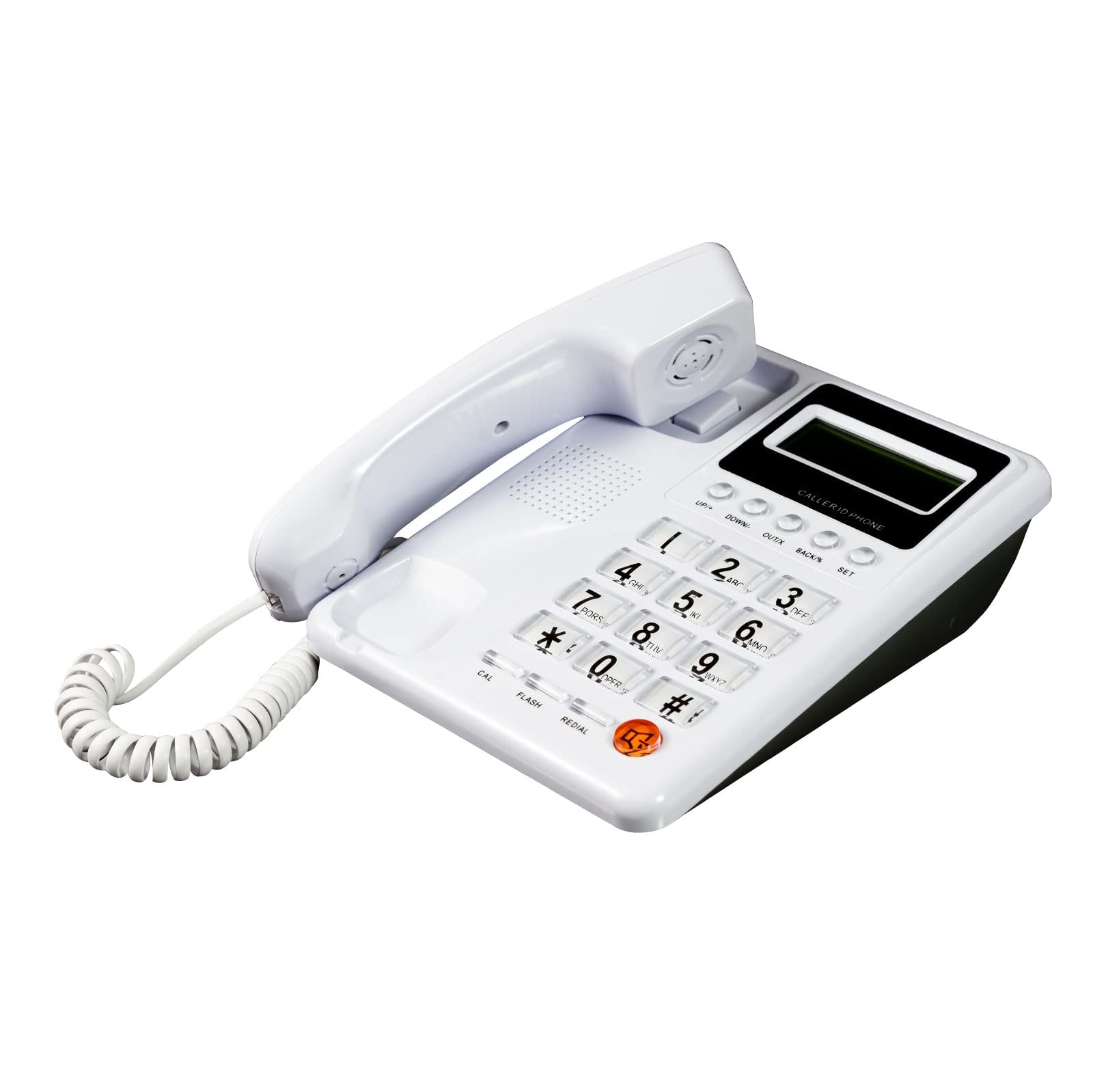 Upgraded Telephone Corded Phone Dual Interface Wired Telephone Big Button Landline Phones with Number Display Suitable for Office, Front Desk, Home, Hotel, Seniors (Black) (White)