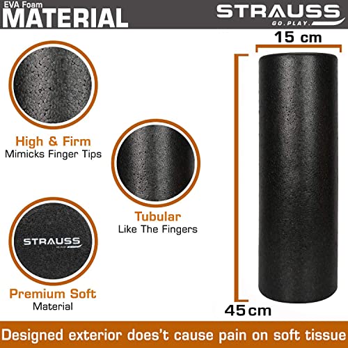 STRAUSS High Density Foam Roller, 45cm, (Black)
