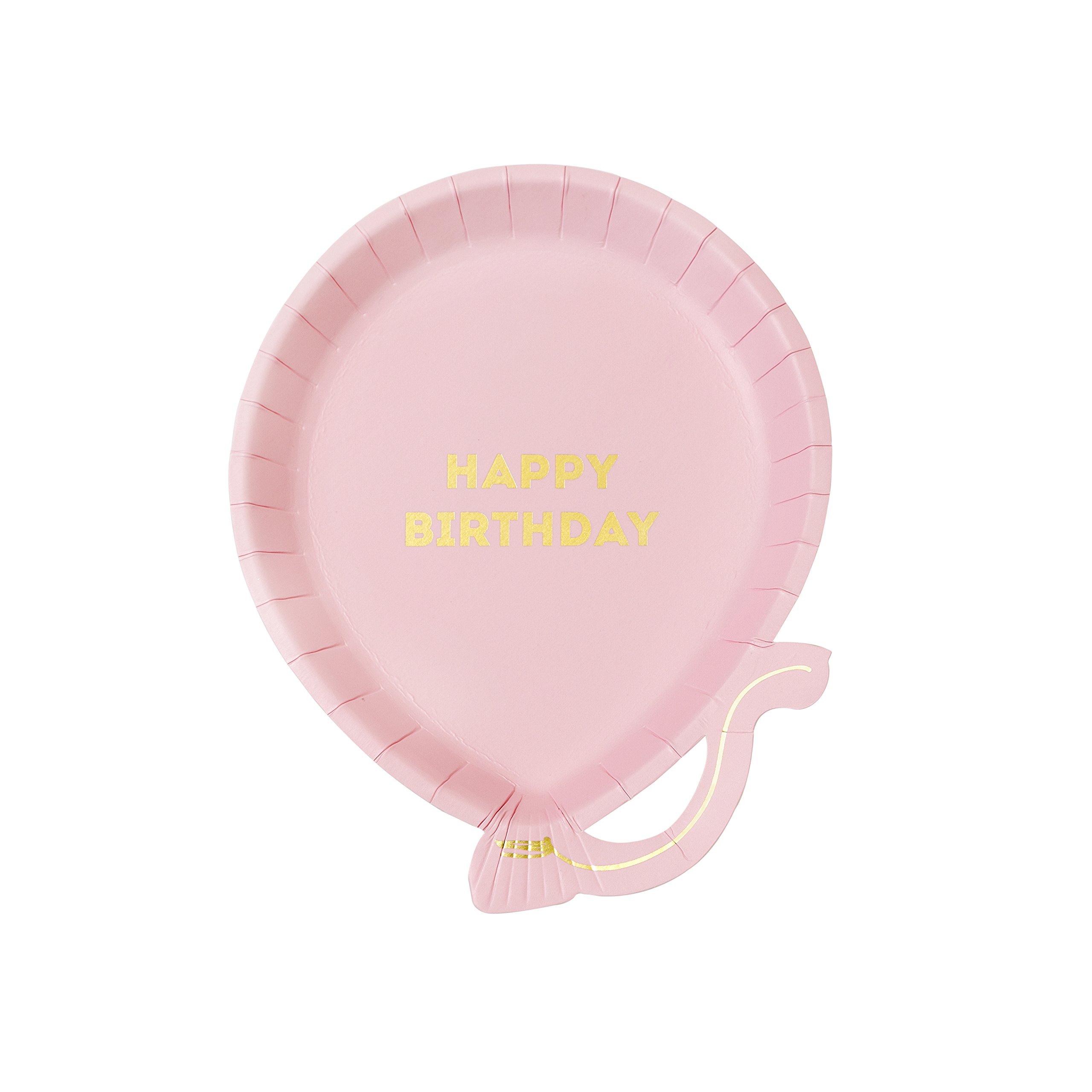 Talking Tables Paper Plates Pastel Happy Birthday Balloon Shaped | Pink, 12 Pack