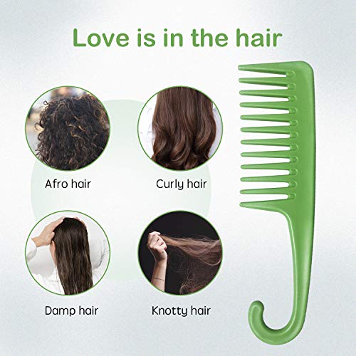 Wapodeai Wide Tooth Comb, Premium Shower Combs for Women, Apply to For Curly, Wet, Dry, Thick Hair (Green)