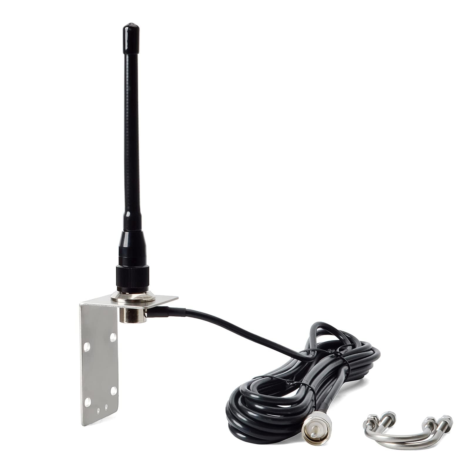 UAYESOK VHF Marine Antenna 159V Stubby Boat Antenna PL259 Connector W/16.4ft RG-58 coaxial cable, L-Mount Bracket