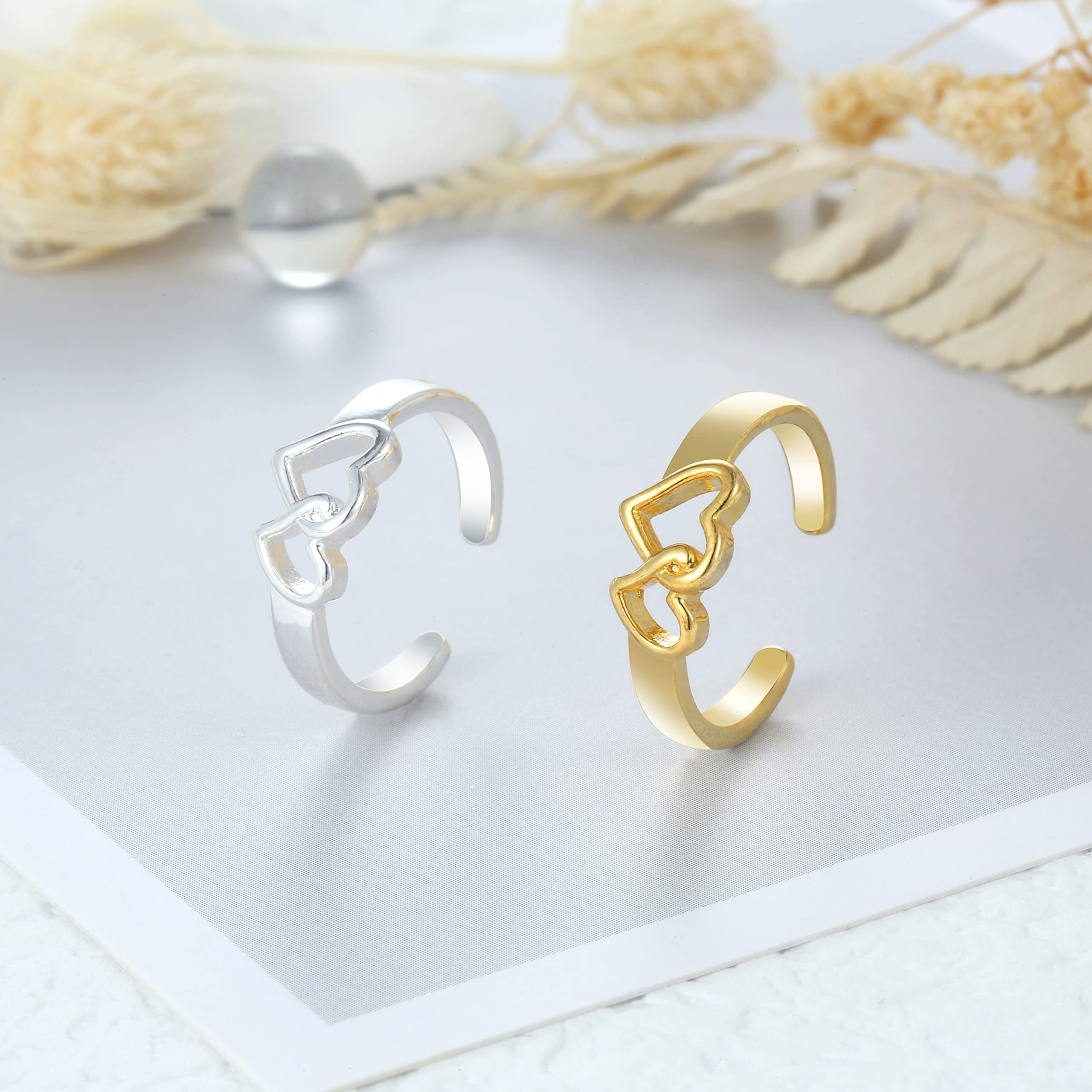 Zankulas 12PCS Adjustable Toe Rings for Women Heart Leaf Arrow Open Toe Ring Set Knuckle Midi Tail Ring Women Summer Beach Foot Jewelry Set Silver