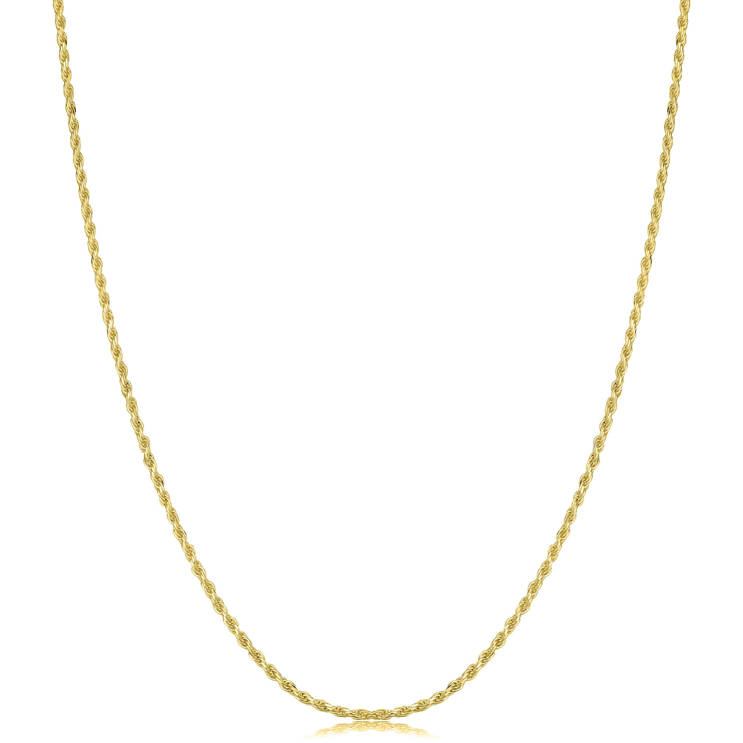 Verona Jewelers 18K Gold 1.5MM Diamond Cut Rope Chain Necklace, 18K Gold Rope Chain, 18K Gold Necklaces,18K Gold Chain Gold Dainty Necklace, Real 18K Gold Chain, 16-30