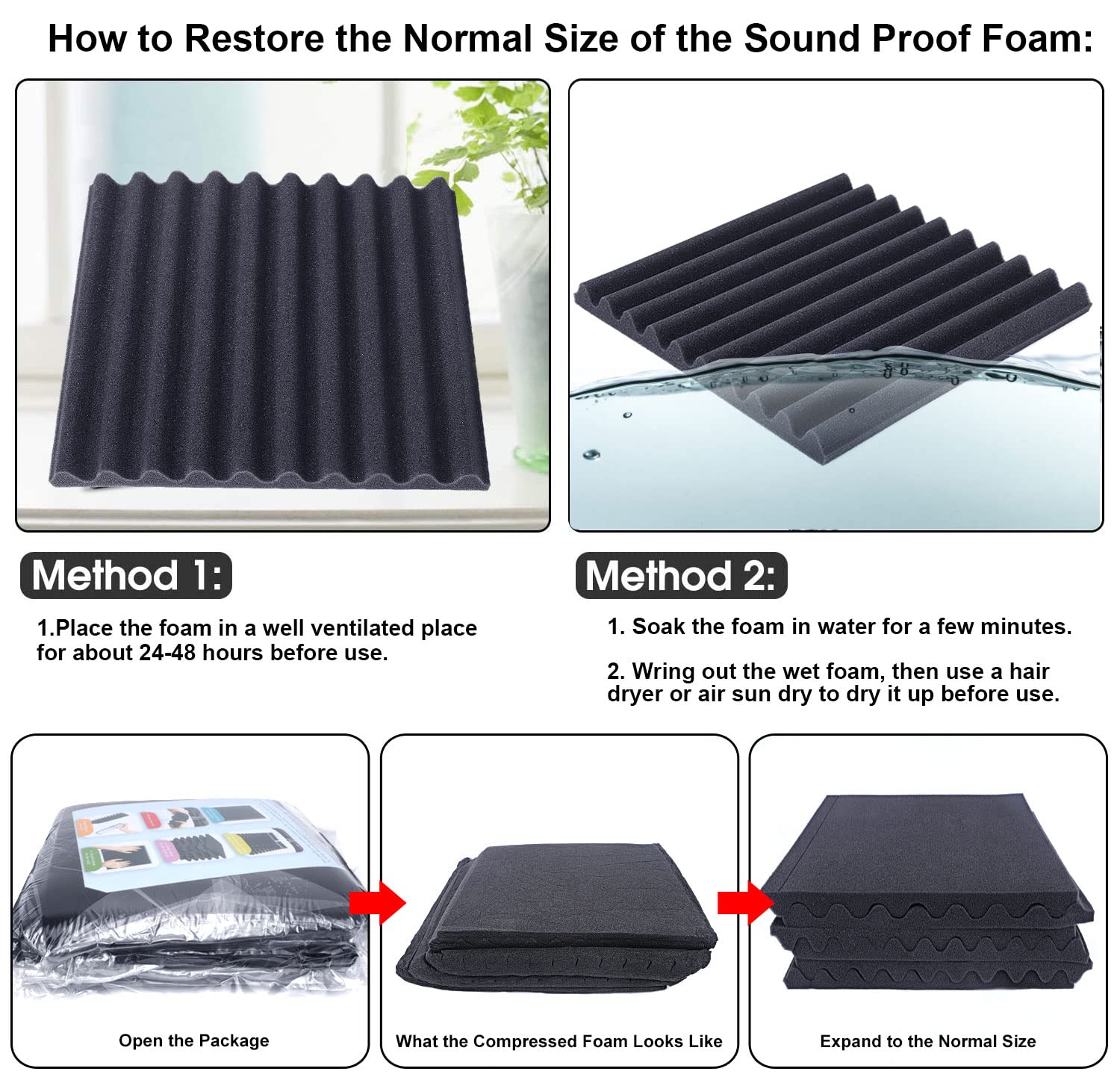 ZHERMAO 12 Pack Acoustic Foam Upgraded Arc Shaped Sound Proof Foam Panels Studio Foam Wedges, 1" X 12" X 12" Soundproof Foam High Density Fireproof Sound Proofing Padding for Wall, Door and Ceiling