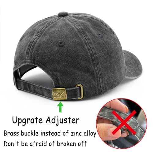 Waldeal Women's Adjustable Embroidered Mom Life Hat Vintage Washed Baseball Cap Black