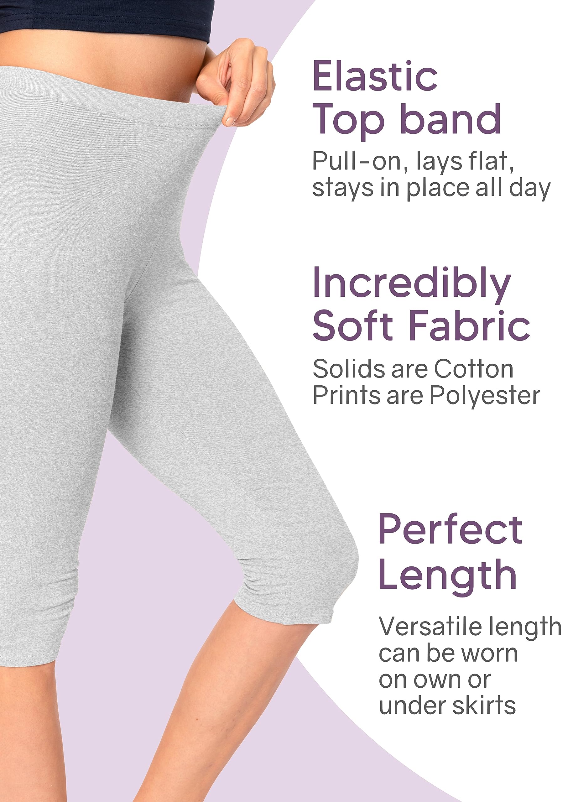 STRETCH IS COMFORT Women's Knee Length Leggings Black X-Large