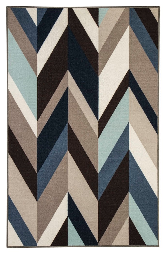 Signature Design by Ashley Keelia Contemporary 4 x 7 Low Pile Geometric Design Rug, Brown & Blue