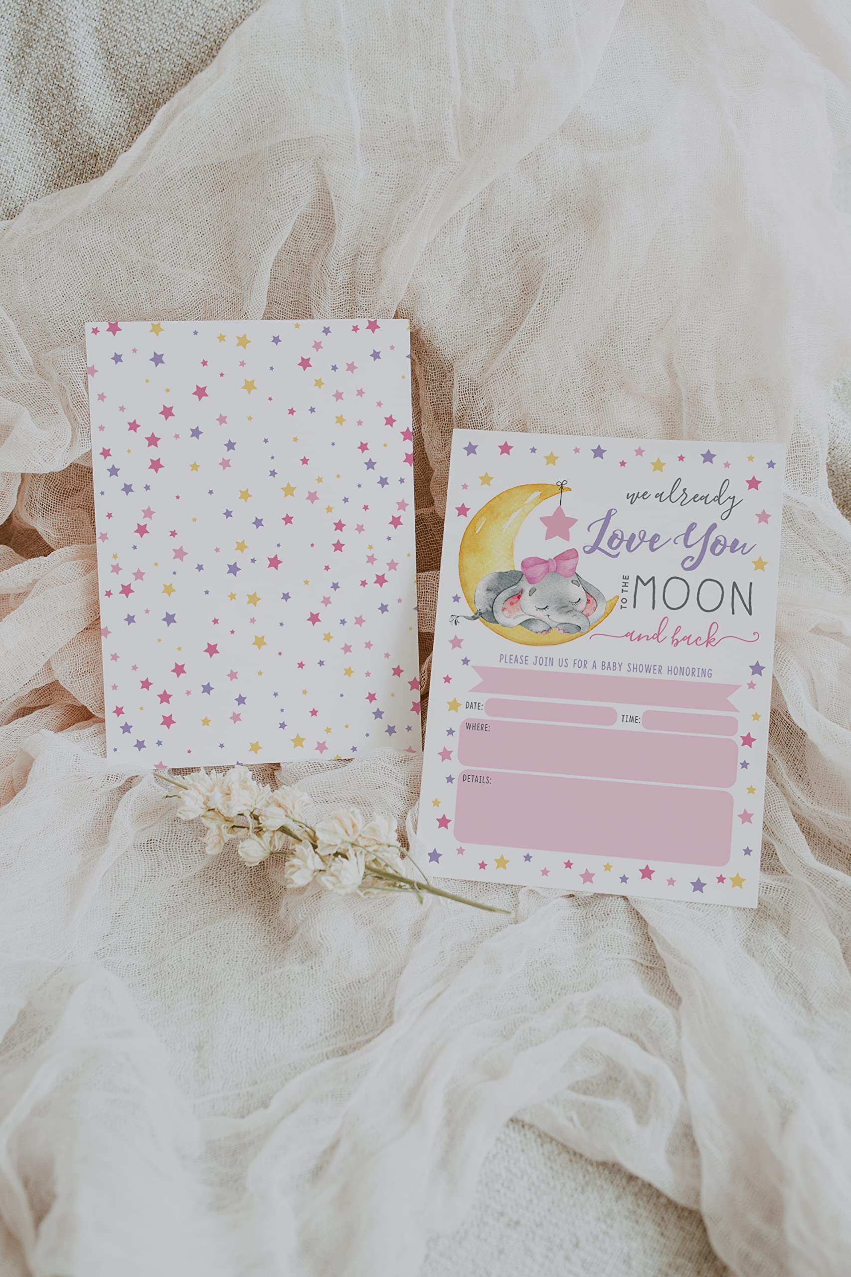 Your Main Event Prints Greeting Card, Baby Shower Invitation, Elephant, 20 Invitations and Envelopes