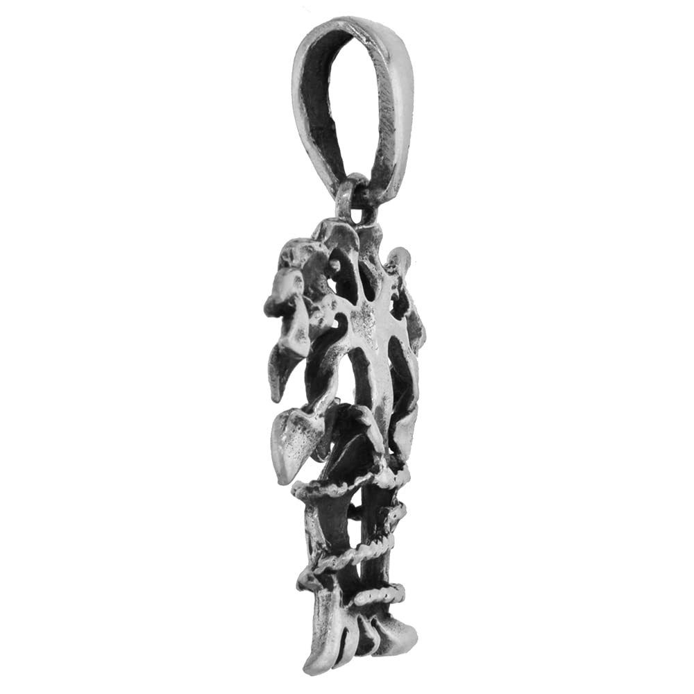 Small 3/4 inch Sterling Silver Symbol of Orthopedics Tree of Andry Pendant for Women Diamond-Cut Oxidized finish NO Chain