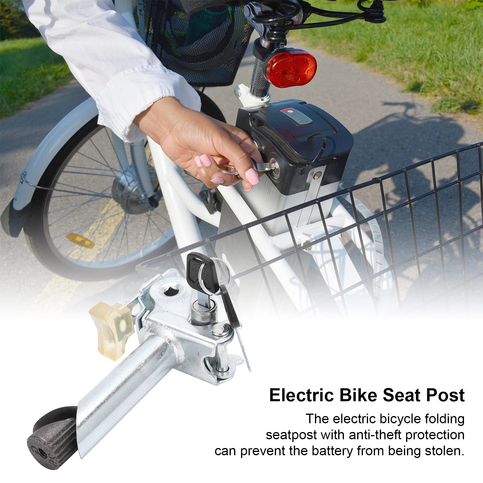 VGEBY Lightweight Electric Bike Metal Seatpost Foldable with Anti‑Theft Key Internal Lock Bike Accessory Backpack Electric Bike Conversion Accessories