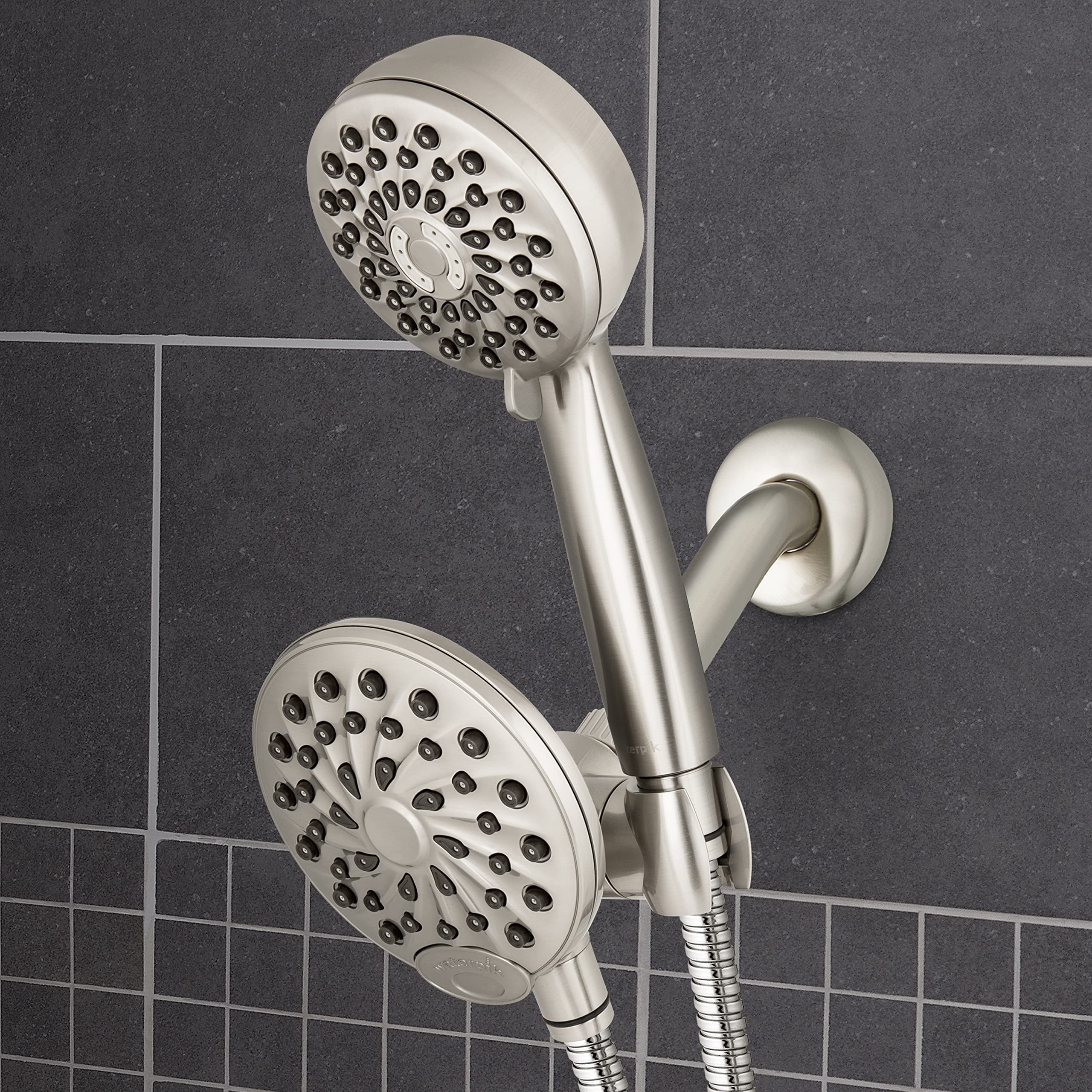 Waterpik One-Touch Dual 2-in-1 Shower System With Rain Shower Head and 7-Mode Hand Held Shower Head, Brushed Nickel XPB-139E-769ME
