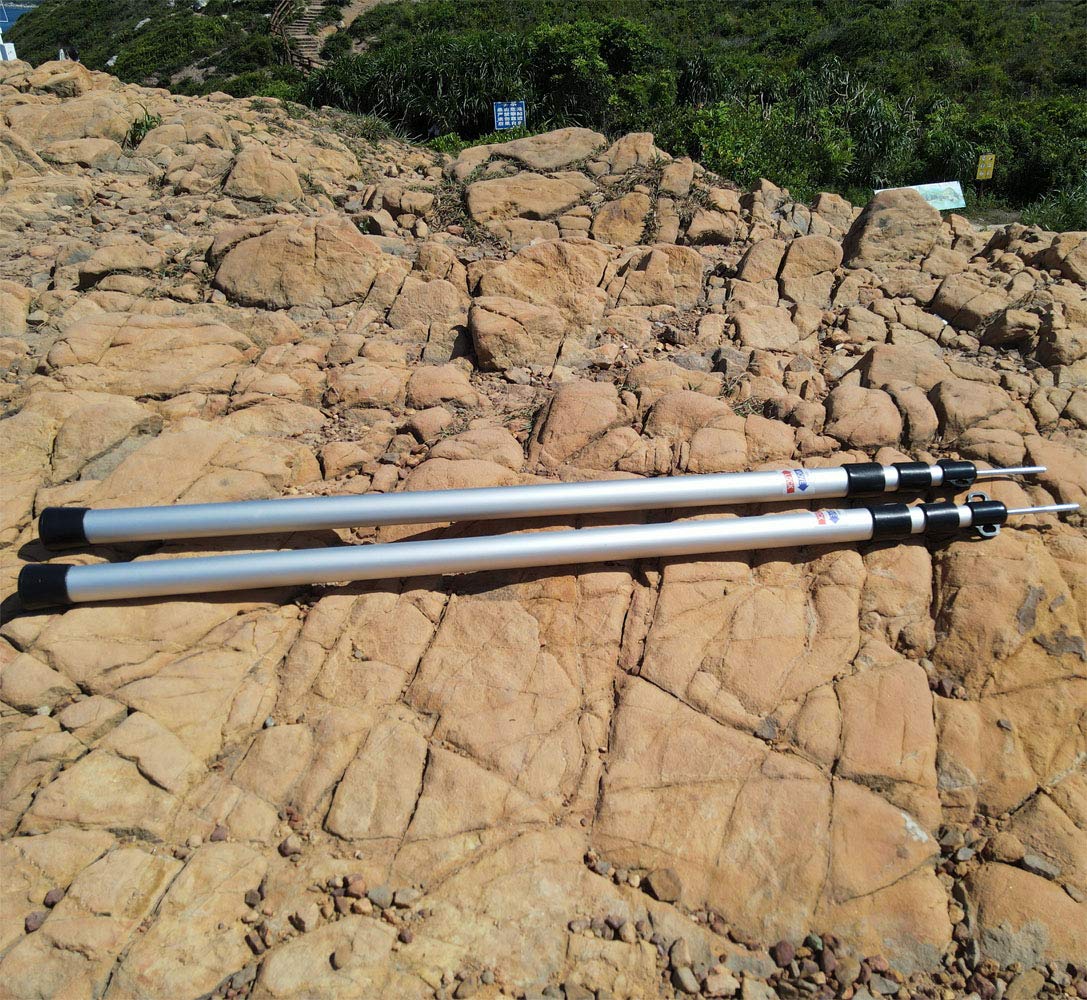 SUFTMUOL Telescoping Tarp Poles Set of Two, Adjustable Aluminum Rods for Tent Fly Camping Shelter Awning RV Car & Motorcycle Camping, Portable, Lightweight Replacement Tent Poles with Zipper Bag