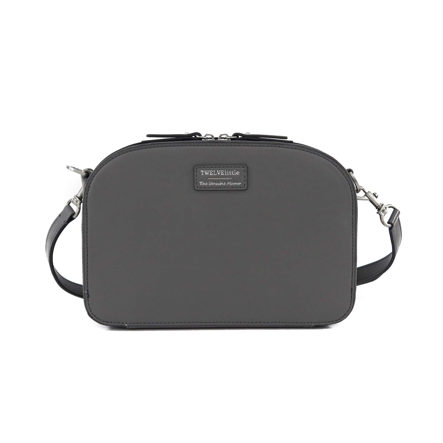 TWELVElittle Sensible Clutch (Grey) - Diaper Clutch with Adjustable Shoulder Strap, Vegan Leather Diaper Bag, featuring two separate compartments, Wipe Case Included