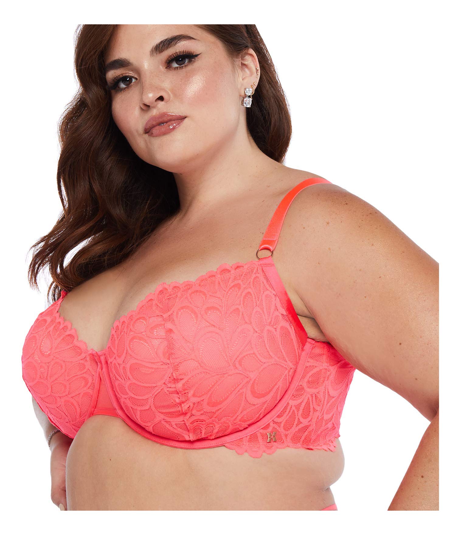 Savage X Fenty, Women's, Missy Savage Not Sorry Unlined Lace Balconette Bra, Pink Flash, 38D