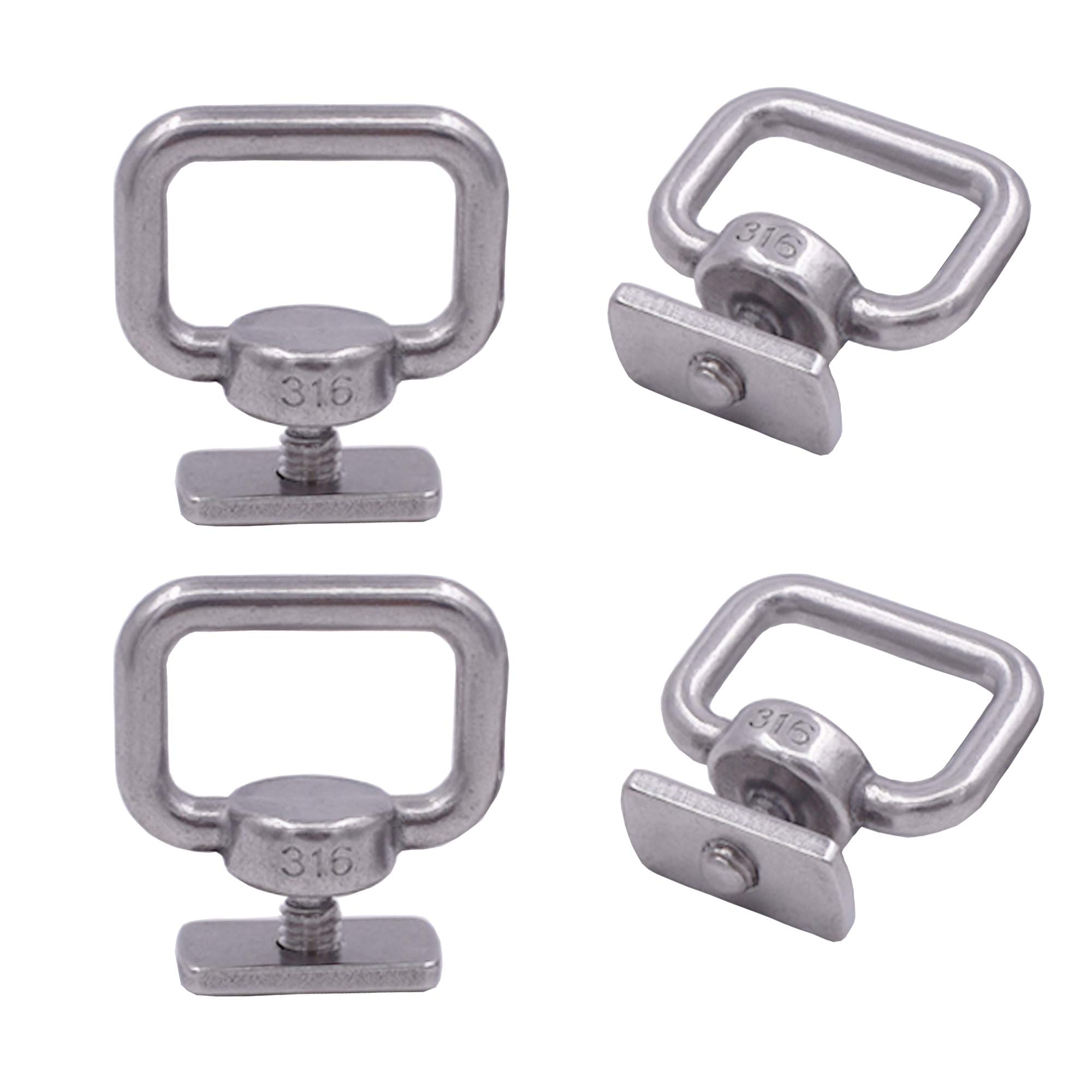 YYST Square Eyelet for Kayak Track, Track Mount Tie Down Eyelet Webbing Loop to Hold Webbing 3/4" or 1" (4)