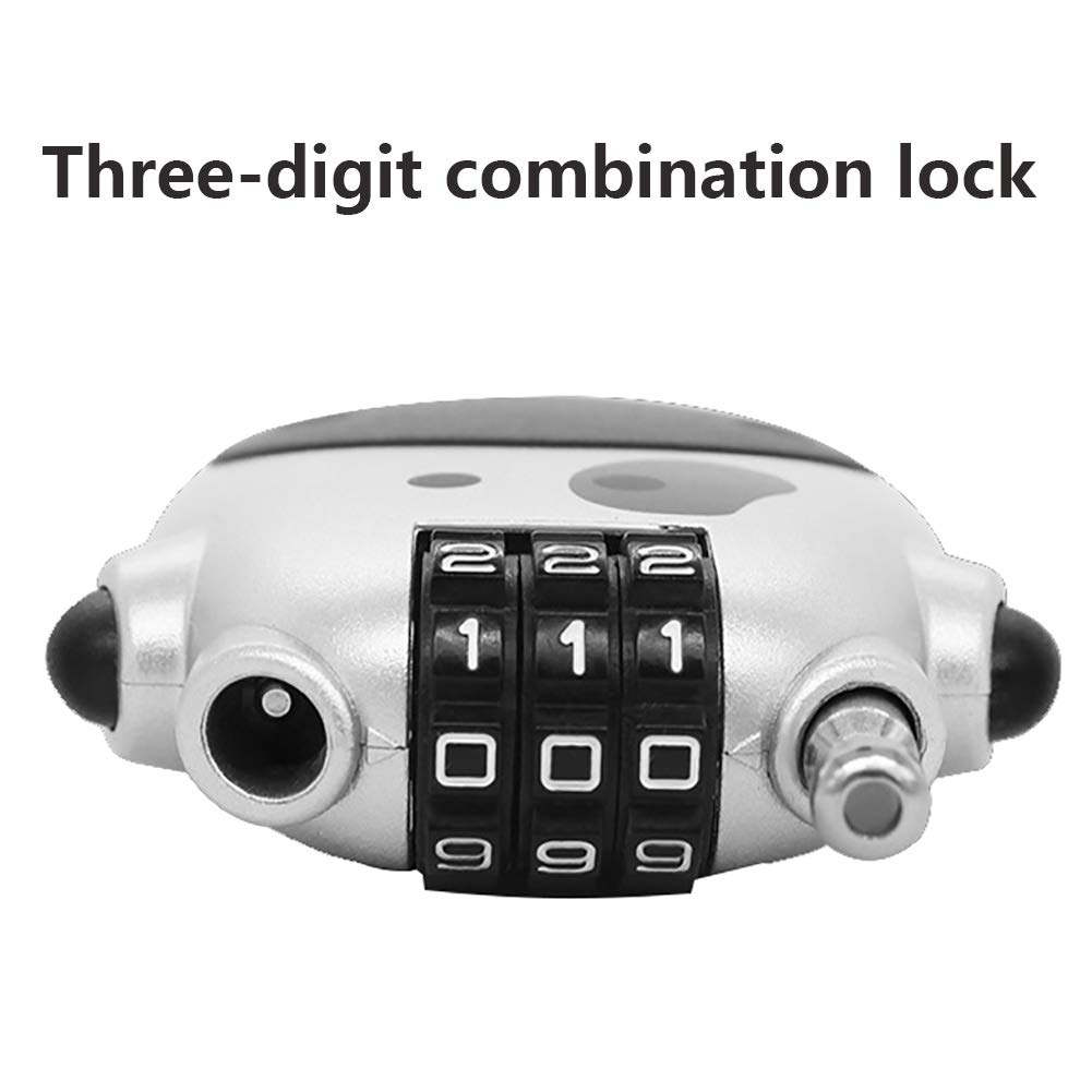 ZHYING Retractable Bicycle Password Lock,Anti Theft Bike Steel Wire Chain with 3 Digits Code,Resettable Combination for Scooter,Motorcycles,etc