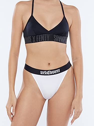 Savage X Fenty, Women's, Showgirl High-Leg Thong, Angel White, XS