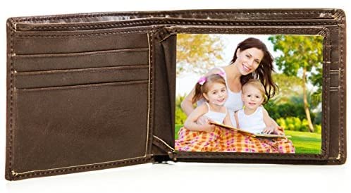Swanky Badger Personalized Mens Wallet - a Custom Leather Bifold wallet with ID sleeve and coin pocket