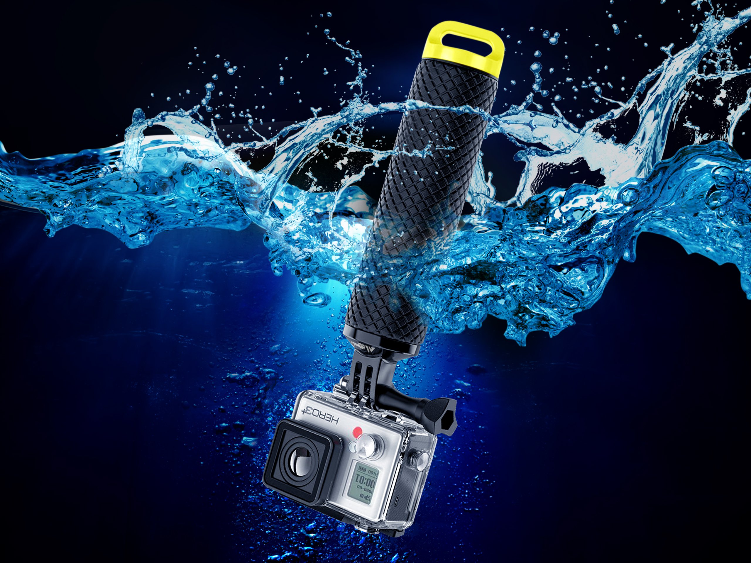 Waterproof Floating Hand Grip Compatible with GoPro Hero 12 11 10 9 8 7 6 5 4 3+ 2 1 Session Black Silver Camera Handler & Handle Mount Accessories Kit for Water Sport and Action Cameras (Yellow)