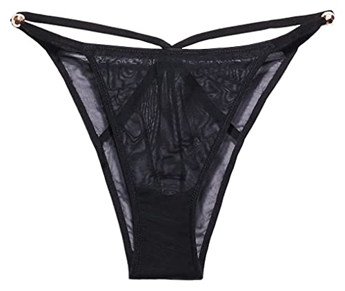 Savage X Fenty, Women's, Gathered Mesh Strappy Bikini, Caviar, XL