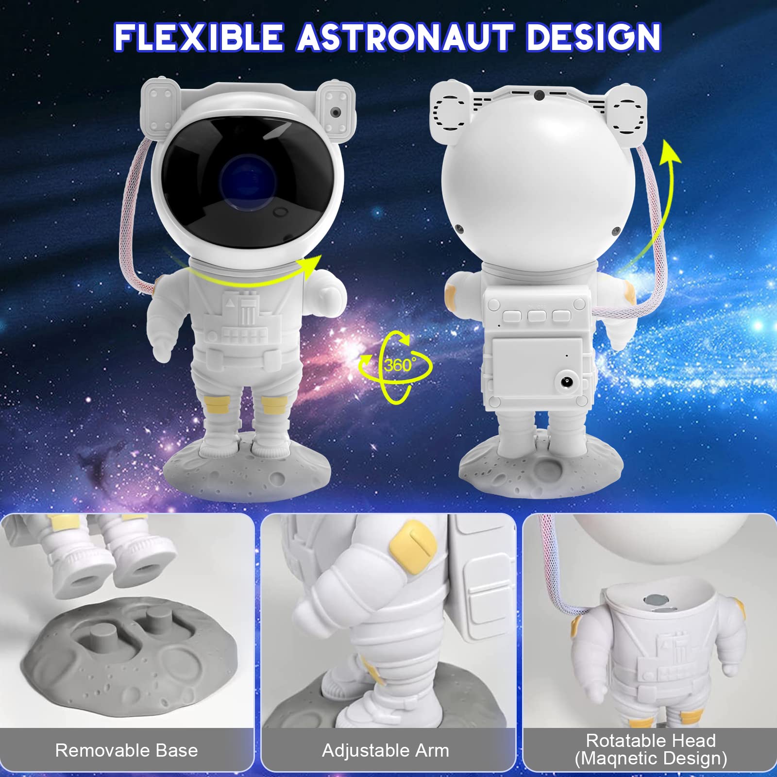 Star Projector Galaxy Light,LUXONIC Ocean Wave LED Starry Night Light Projector Built-in Bluetooth Speaker Galaxy Light Projector for Bedroom & Kids Children Baby Gift