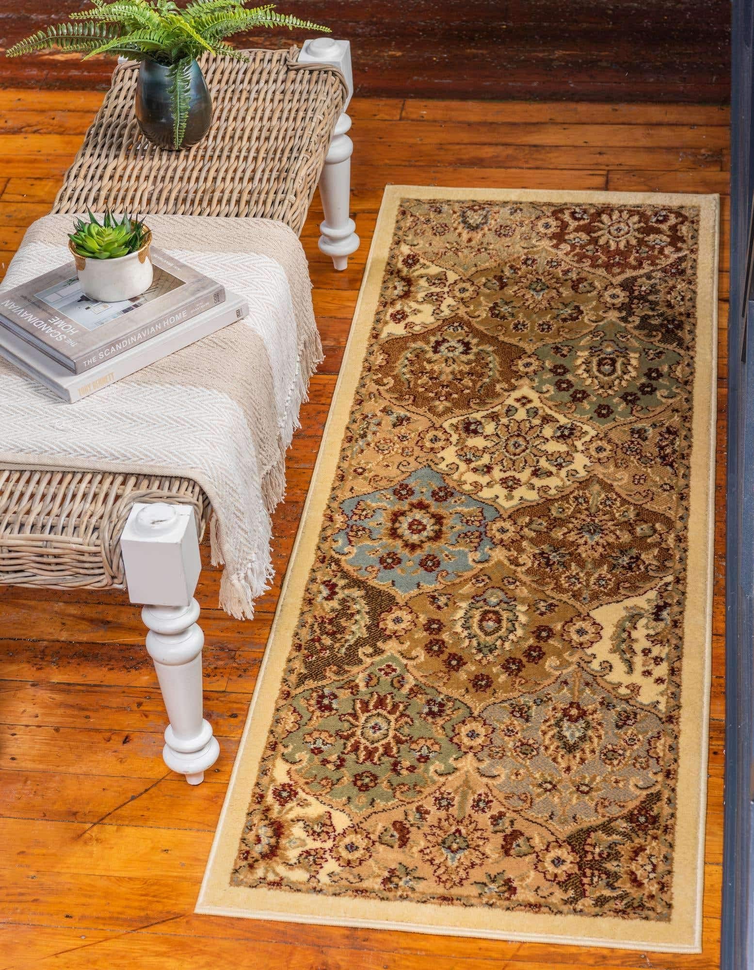 Unique Loom Voyage Collection Traditional Oriental Classic Intricate Medallion Design Area Rug, Runner 2' 2" x 6' 0", Ivory/Brown