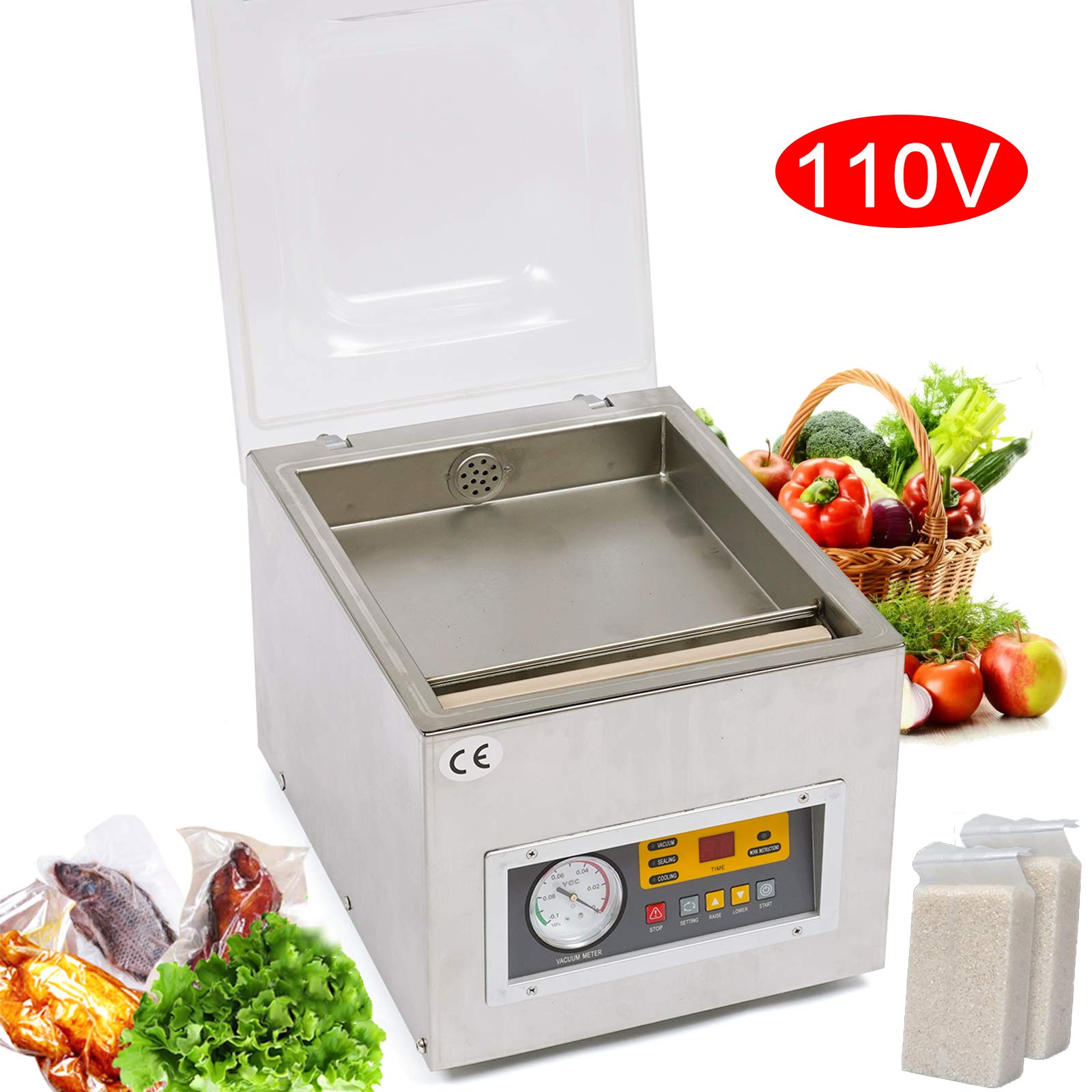 Vacuum Sealer Machine Kitchen Food Sealer Vacuum, Heavy Duty Chamber Sealer Commercial Tabletop Packing for Food Saver, Home, Commercial Using