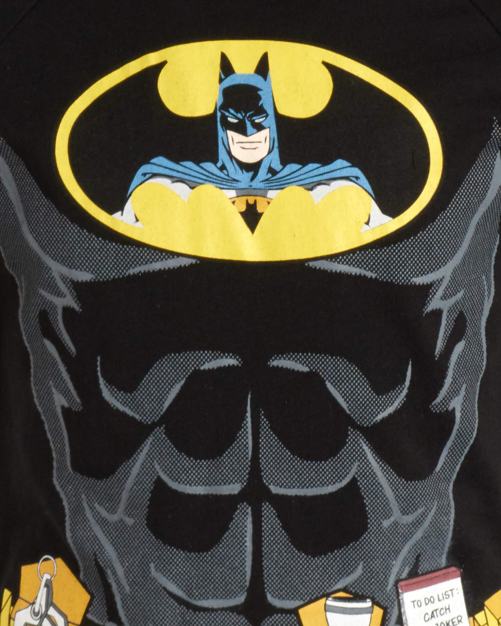 Warner Bros. Batman Boys Superhero Short Sleeve Graphic Logo T-Shirt (Toddler/Little/Big Boys), Size 5/6, Batman Stripe Black