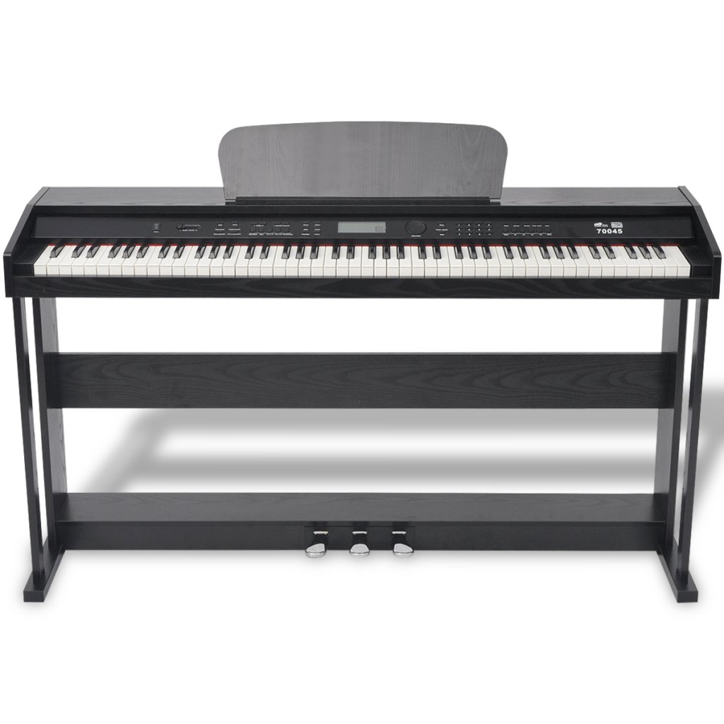vidaXL 88-Key Portable Digital Piano Keyboard with Stand+Adapter+3-Pedal Board Black