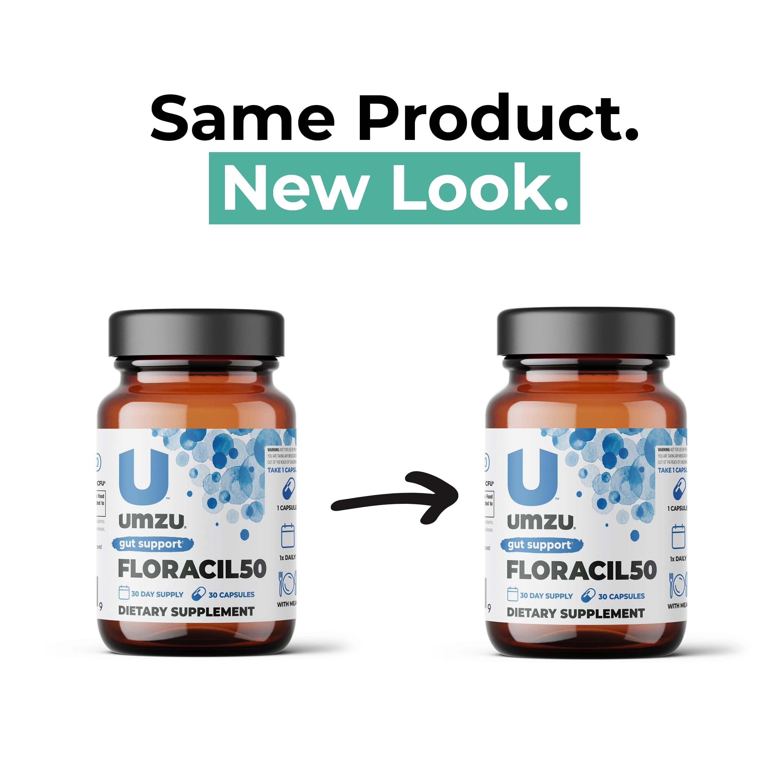 UMZU Floracil50 - 50 Billion CFU - Support Gut Health, Immune System & Digestion - With Lactobacillus reuteri, Lactobacillus rhamnosus & Bifidobacterium - 30 Day Supply - 30 Capsules