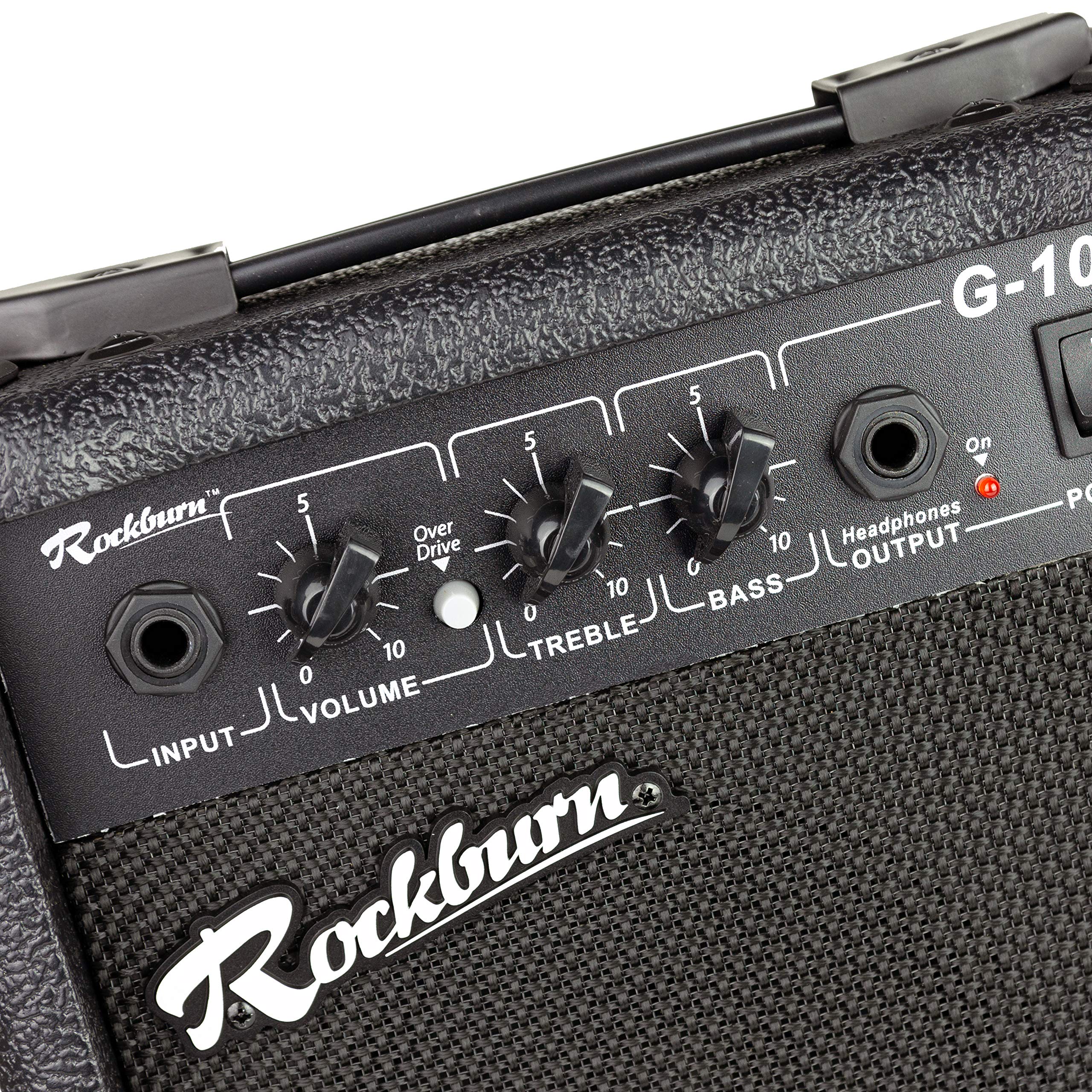 Rockburn 10 Watt Amplifier for Electric Guitar with Overdrive, EQ Controls & Carry Handle (BC-10S-BK)