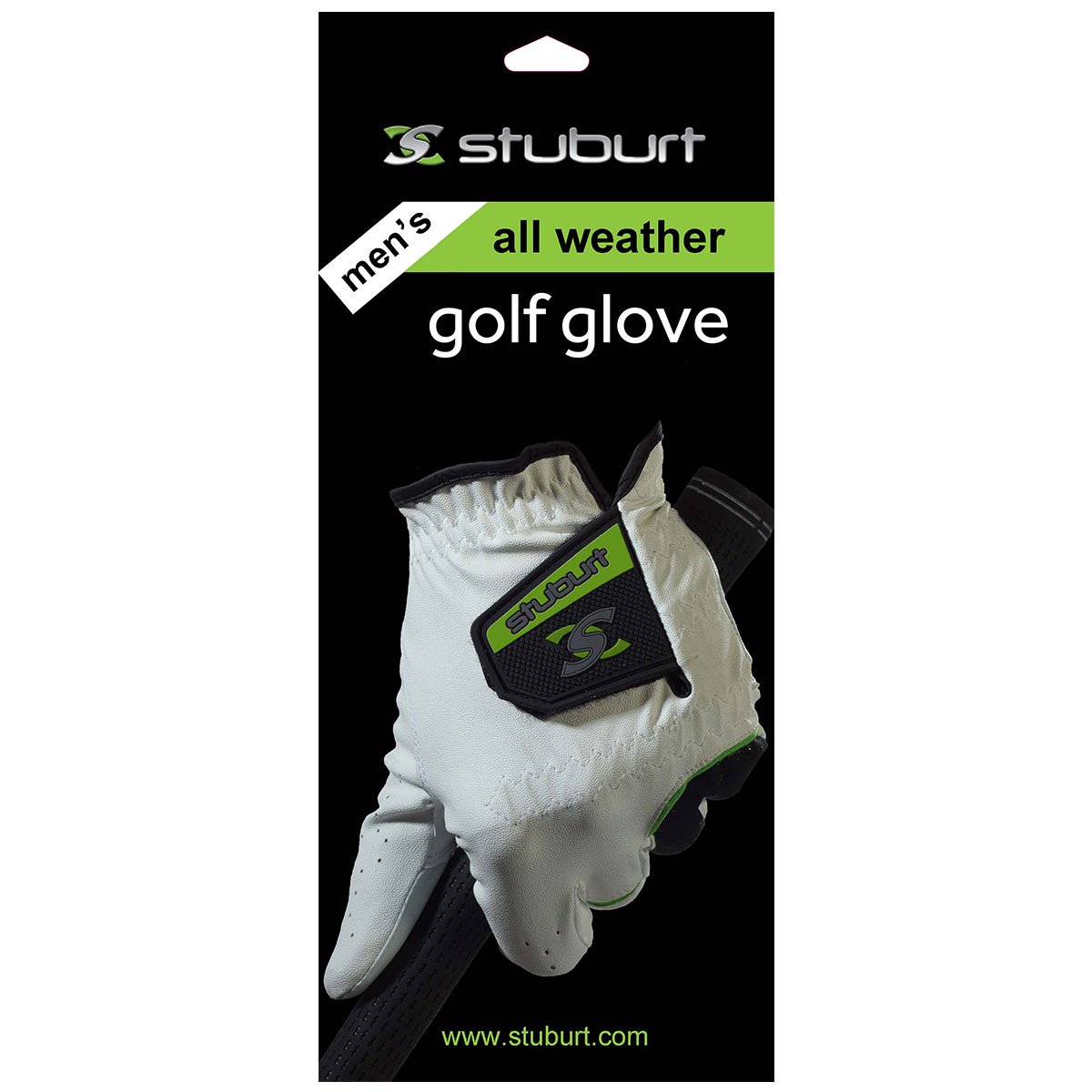 Stuburt Golf STGLV08 Mens Urban All Weather Golf Glove with Cabretta & Synthetic Leather, White/Black, Mens Left Hand Medium/Large