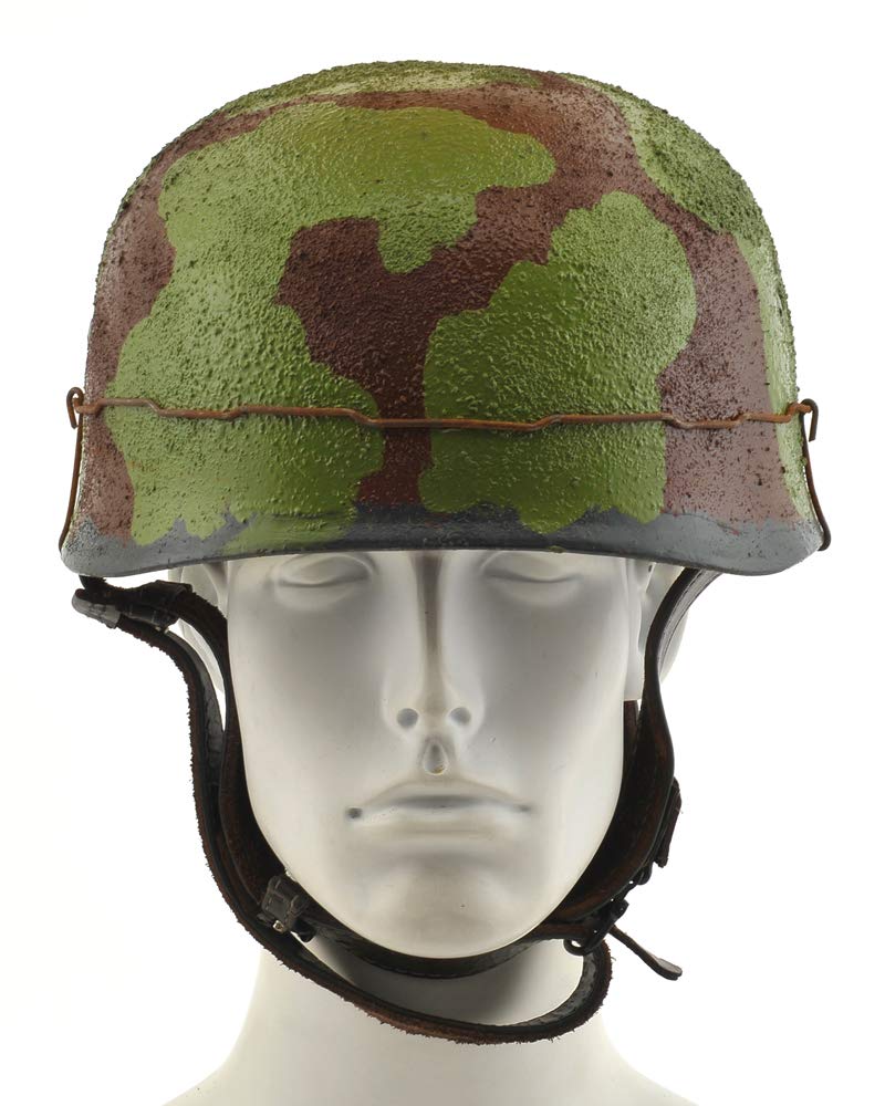 World War Supply German WW2 M38 Paratrooper Fallschirmjager Helmet Textured Green Brown Camouflage with Wire 1129WWS