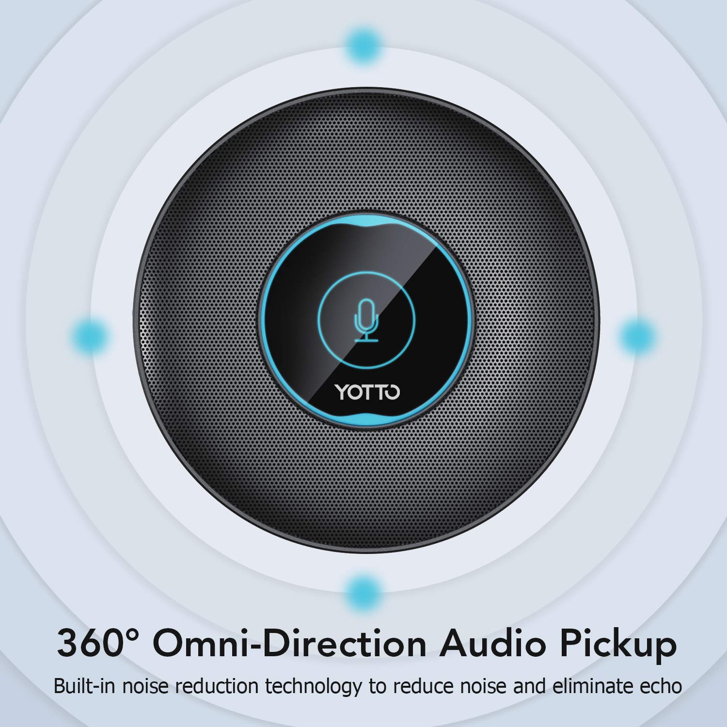 YOTTO USB Conference Microphone for Computer, 360° Omnidirectional Condenser PC Mic with Mute Key, Plug & Play for Video Conference, Recording, Skype, Online Class, VoIP Calls, Chatting