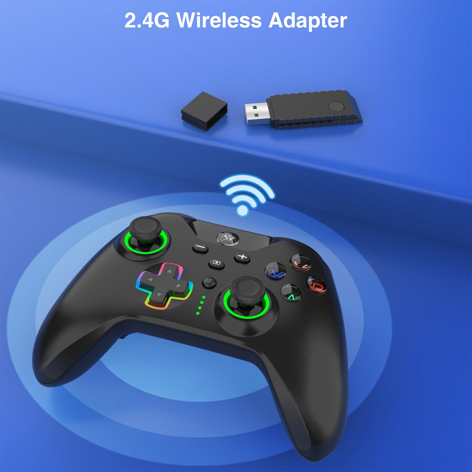 THELIFELICIOUS Wireless Controller for Xbox Series S/X, Xbox One/One S, PC, Rechargeable Gaming Controller with 2.4GHz Connection, USB Charging, LED Light