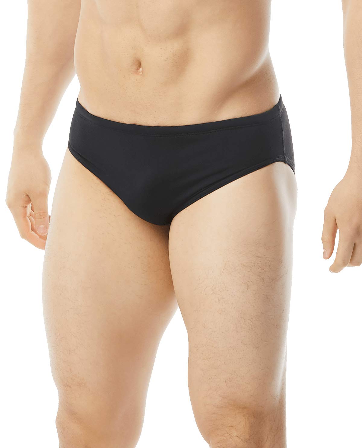 TYR Men's Standard Durafast One Racer Brief Swimsuit, Black/White, 36