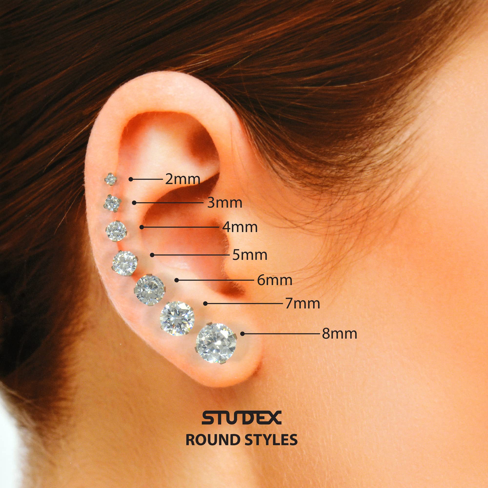 STUDEX Sensitive Cubic Zirconia Stud Earrings 3mm | Hypoallergenic and Nickel Safe for Sensitive Ears | Gold Plated Posts | High Fashion Earrings for Women and Men-PR-741-S