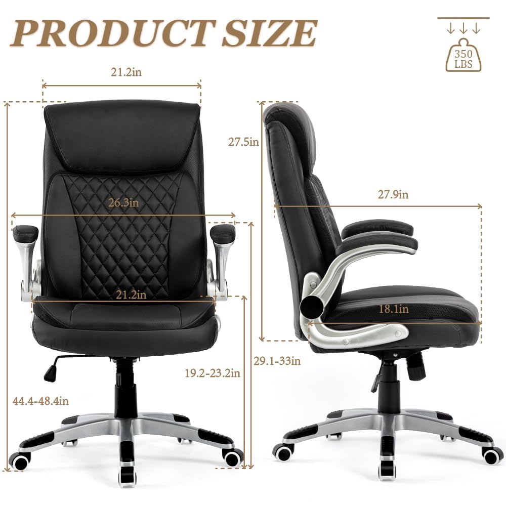 Savourseat Ergonomic PU Leather Office Chair Big and Tall Desk Chair 360°Swivel Office Chair Adjustable Height with Soft Armrest,300lbs