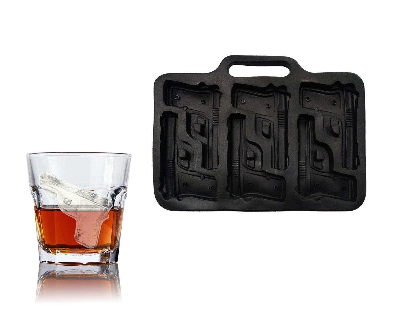 Weapon Series Whisky 3D Cube Ice Ball Molds Grenade Mould Handgun Ice Mold Bullet Tray Ice Maker Set of 6 By TAISI