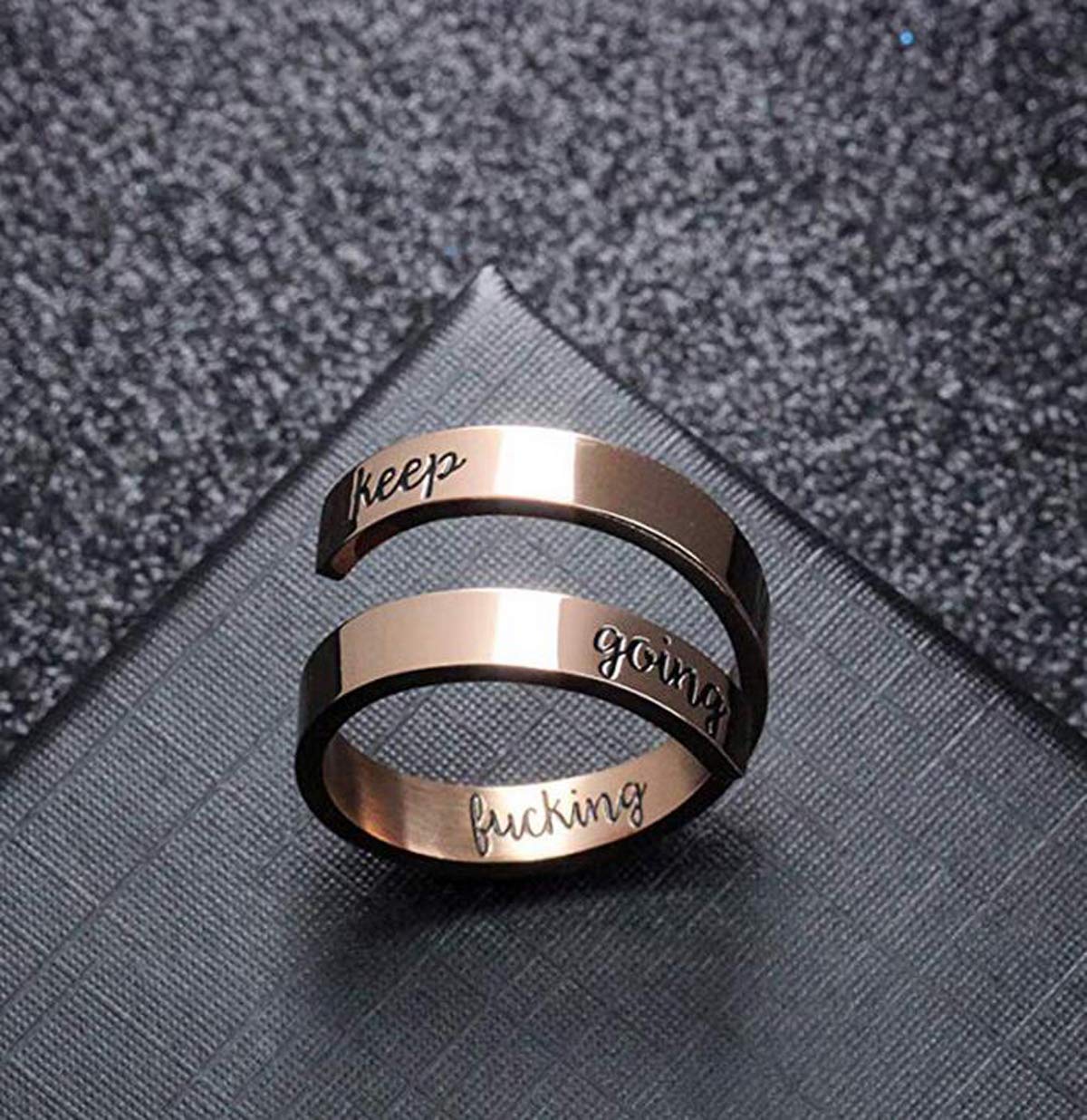 Titansten Keep Funking Going rings,Inspirational Ring for Women Girls Besties Encouragement Gift,Personalized Gift (Rose gold)