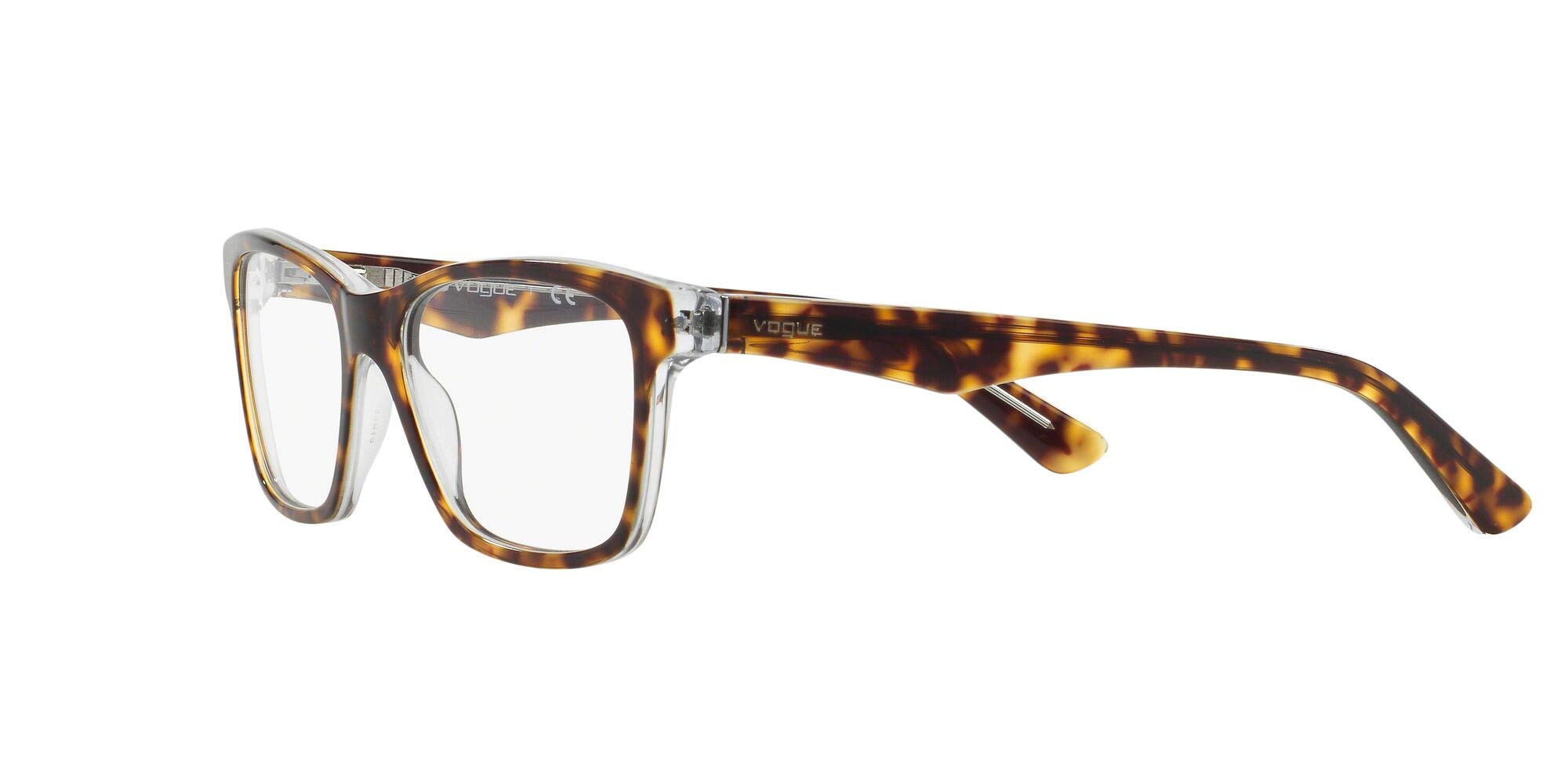 Vogue Eyewear Women's VO2787 Square Prescription Eyeglass Frames, Top Havana/Transparent/Demo Lens, 51 mm