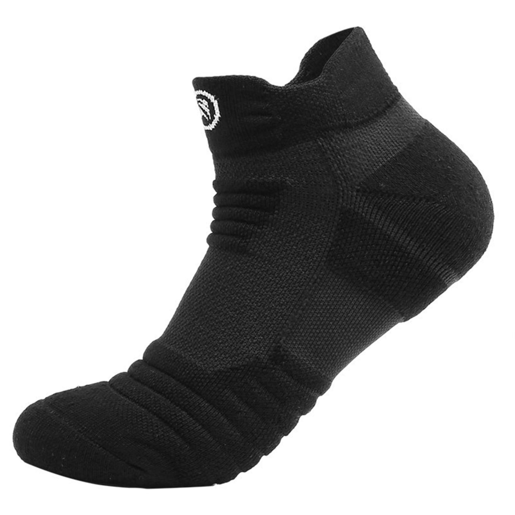 Yurlyson Men's Ankle Socks with Cushion, Sport Athletic Running Socks Black One Size