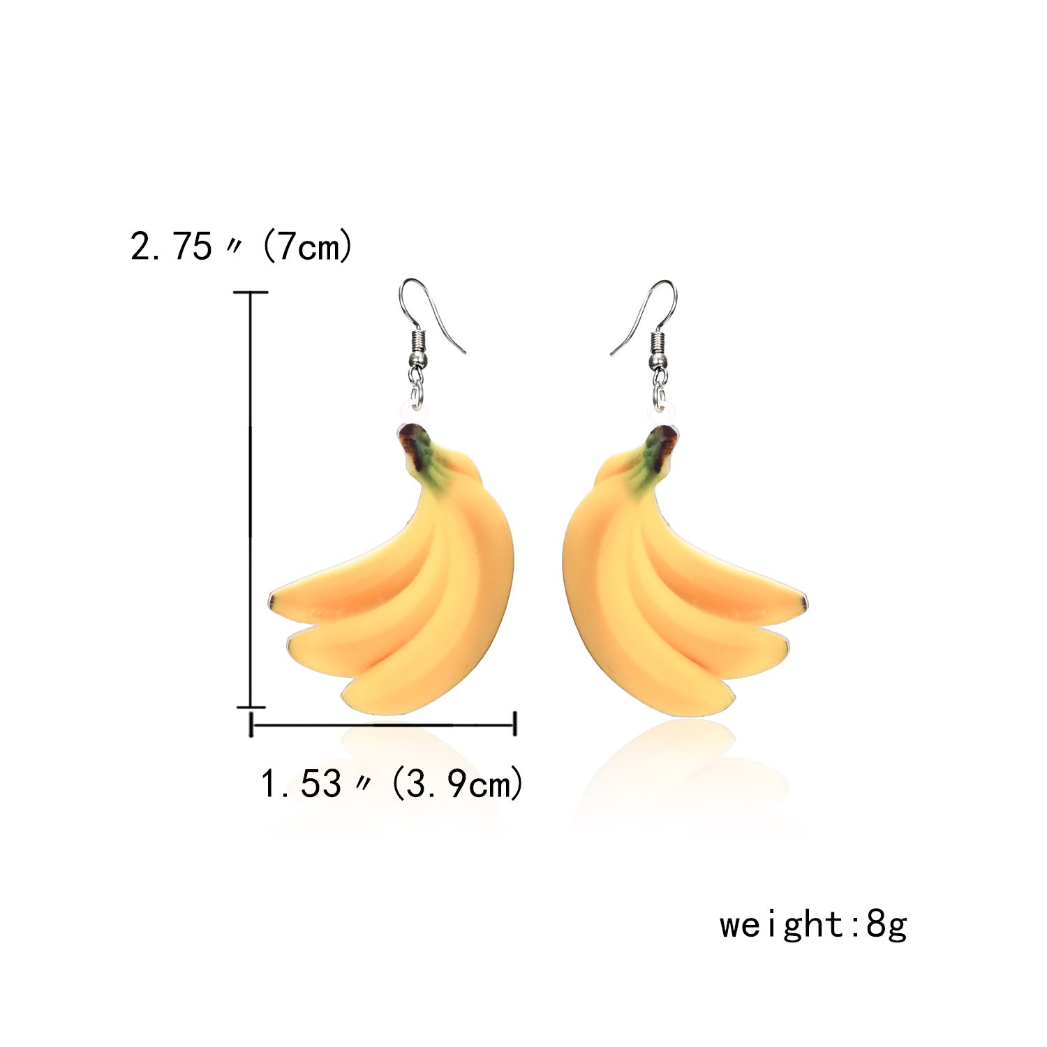 VEINTI+1 Trendy Statement Creative Funny Lifelike Fruits Acrylic Flat Earrings Banana Earrings for Women (Banana)