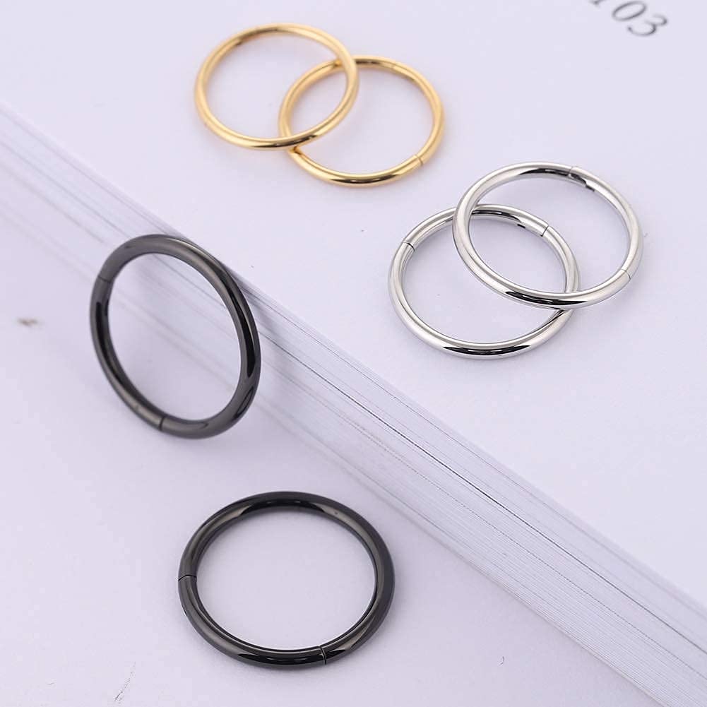 T&Y 18G 10mm Silver Septum Nose Ring for Women Titanium Stainless Steel Cartilage Piercing Hoop Earrings for Forward Helix Tragus Daith Conch Lip Ring