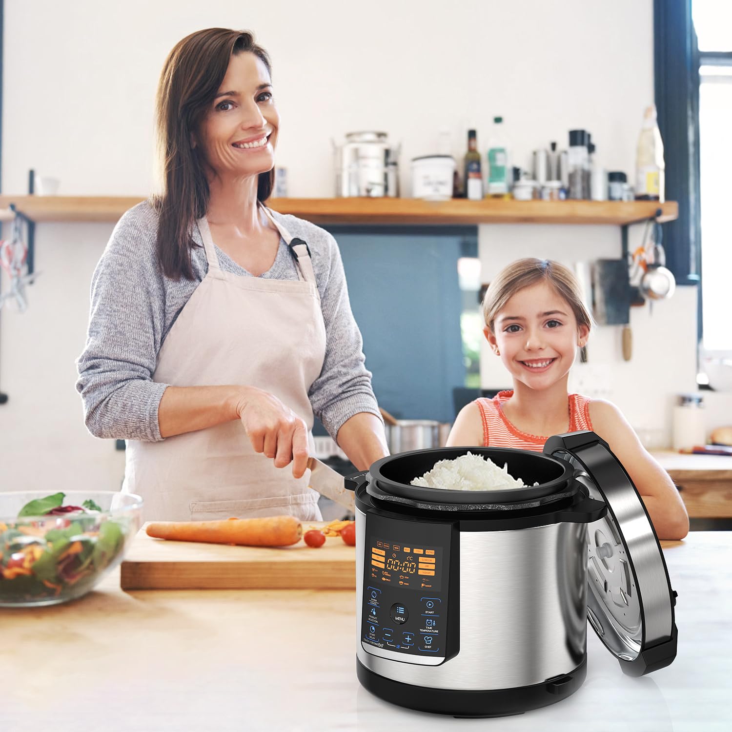 VBGK Pressure Cooker 6.34 Quart, 14-in-1 Electric Pressure Cooker, Slow Cooker, Rice Cooker, Steamer, Sauté, Yogurt Maker, Warmer, Bake,1200W, Stainless Steel,Delay Timer, Automatic Pressure Release