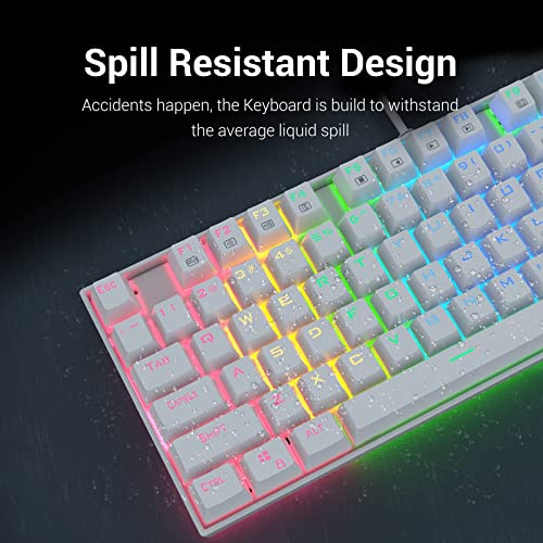 Redragon K552 Mechanical Gaming Keyboard RGB LED Backlit Wired with Anti-Dust Proof Switches for Windows PC (White, 87 Key Brown Switches)