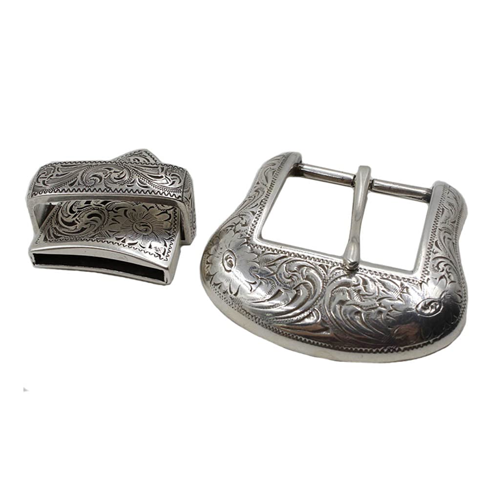 ToSSme Men Belt Buckles Silver Western Cowboy Buckles Set Belt Buckle (38mm Wide)