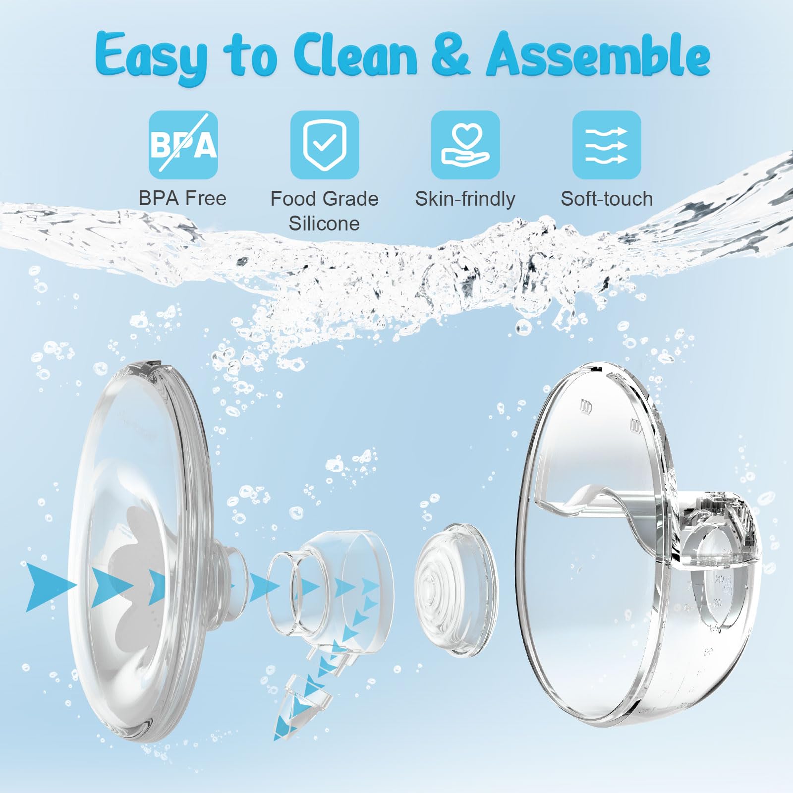 Wearable Breast Pump Hands Free, Electric Breastfeeding Pump with Massage Model& 12 Levels Adjustable Suction, Low Noise Painless Pumps with 19/21/24mm Flanges